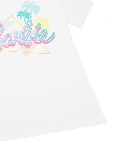 Barbie Women's Palm Tree T-Shirt | Iconic Brand | Fashionable White Top | Comfortable Retro Fit Movie Merchandise Gift - Large