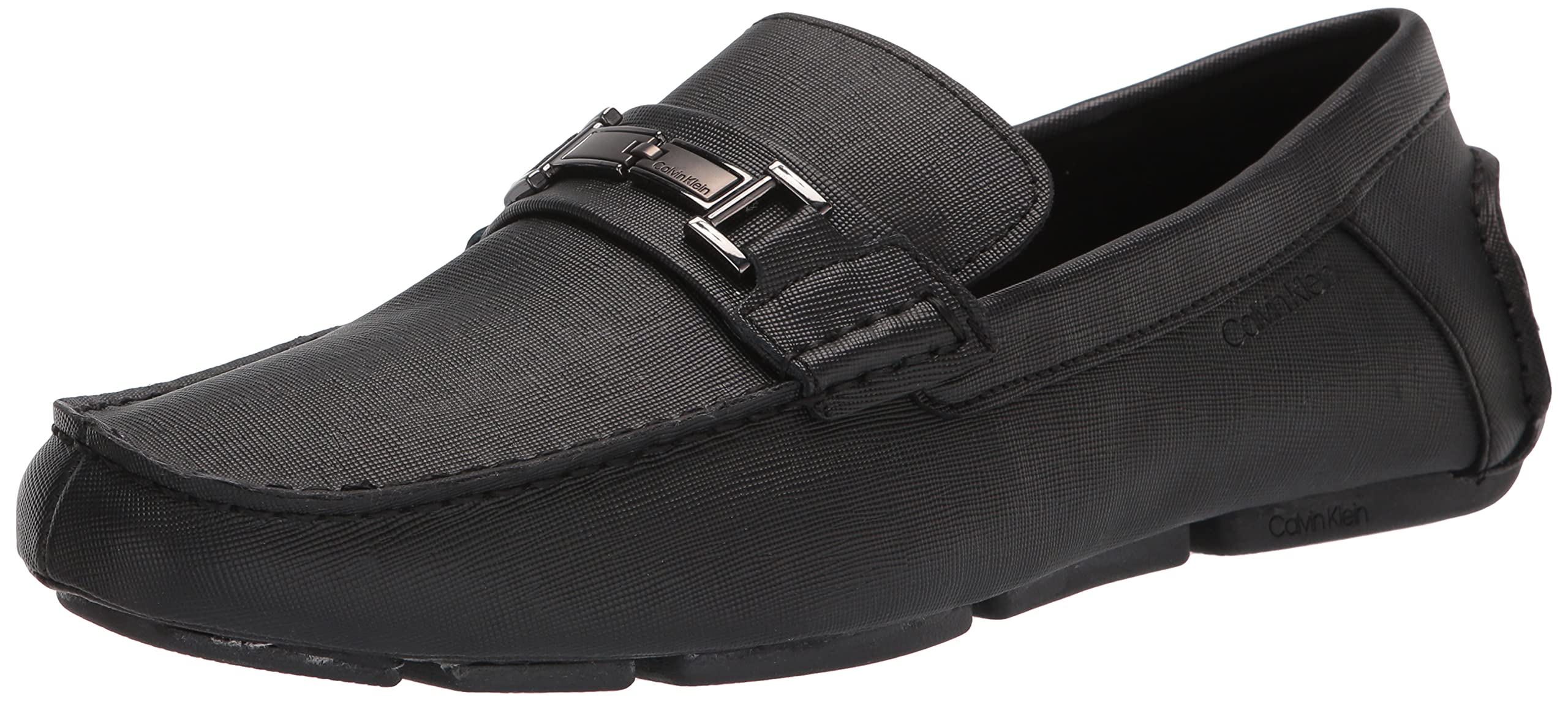 Calvin Klein Men's Magnus Driving Style Loafer, Black Weave Emboss 001, 12