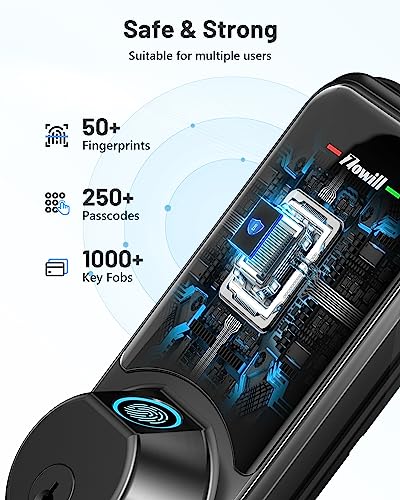Smart Deadbolt Lock, Zowill Fingerprint Door Lock, 7-in-1 Smart Door Lock for Front Door, Keyless Entry Door Lock, Electronic Touchscreen Keypad, Door Lock with Ekey Sharing, APP Control, Auto Lock
