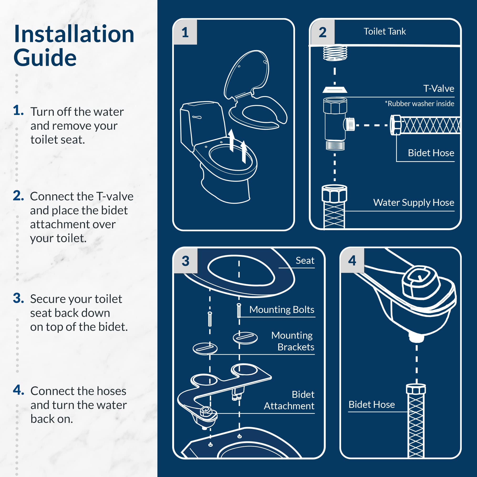 Bemis 500EC Toilet Seat with Perfect Fit, Fresh Water Spray, Non-Electric, Easy to Install Bidet, ROUND, Cotton White
