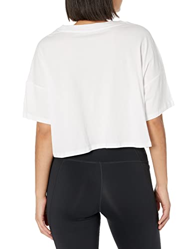Calvin Klein Performance Klein Women's Performance Sliced Calvin Logo Short Sleeve Drop Shoulder Meet & Greet TEE, M White