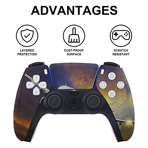 Airplane City View Full Protective Skin Cover Design Wrap Decal Sticker Compatible with PS5 Digital Edition Console and Controller