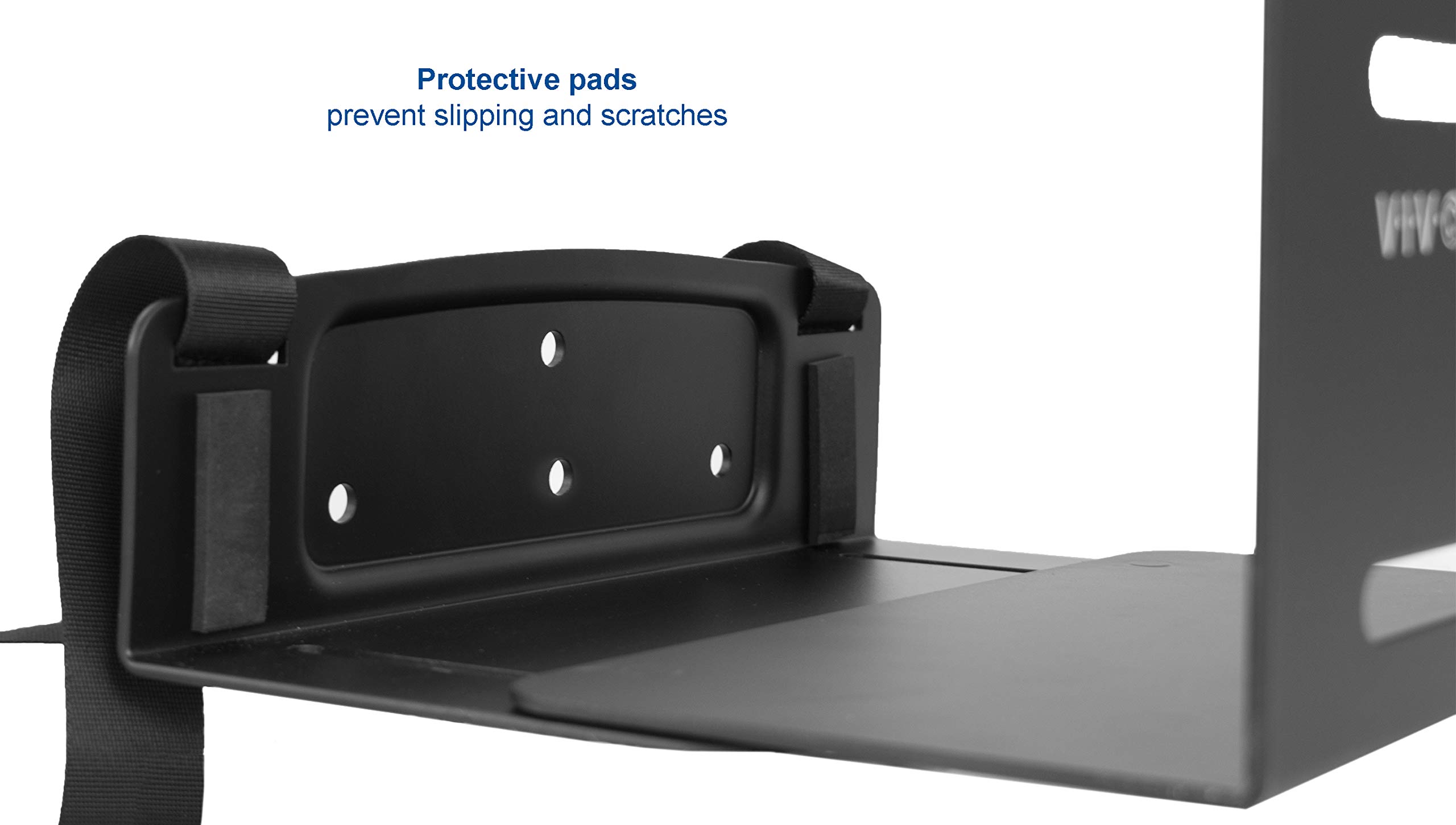 VIVO Universal PC Wall Mount, Adjustable Steel Bracket, Computer Case, Open Frame CPU Strap Holder, Black, MOUNT-PC03V