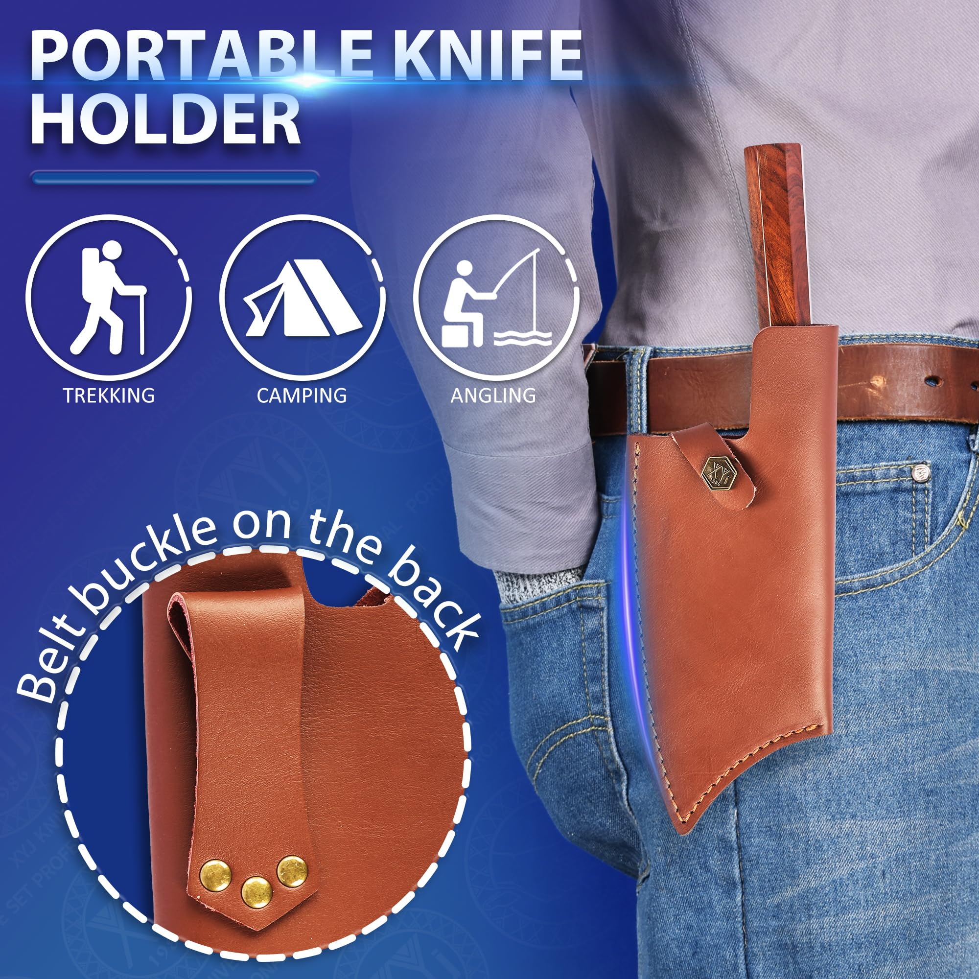XYJ Leather Sheath Edge Guards Blade Protector With Loop Belt For Outdoor Camping