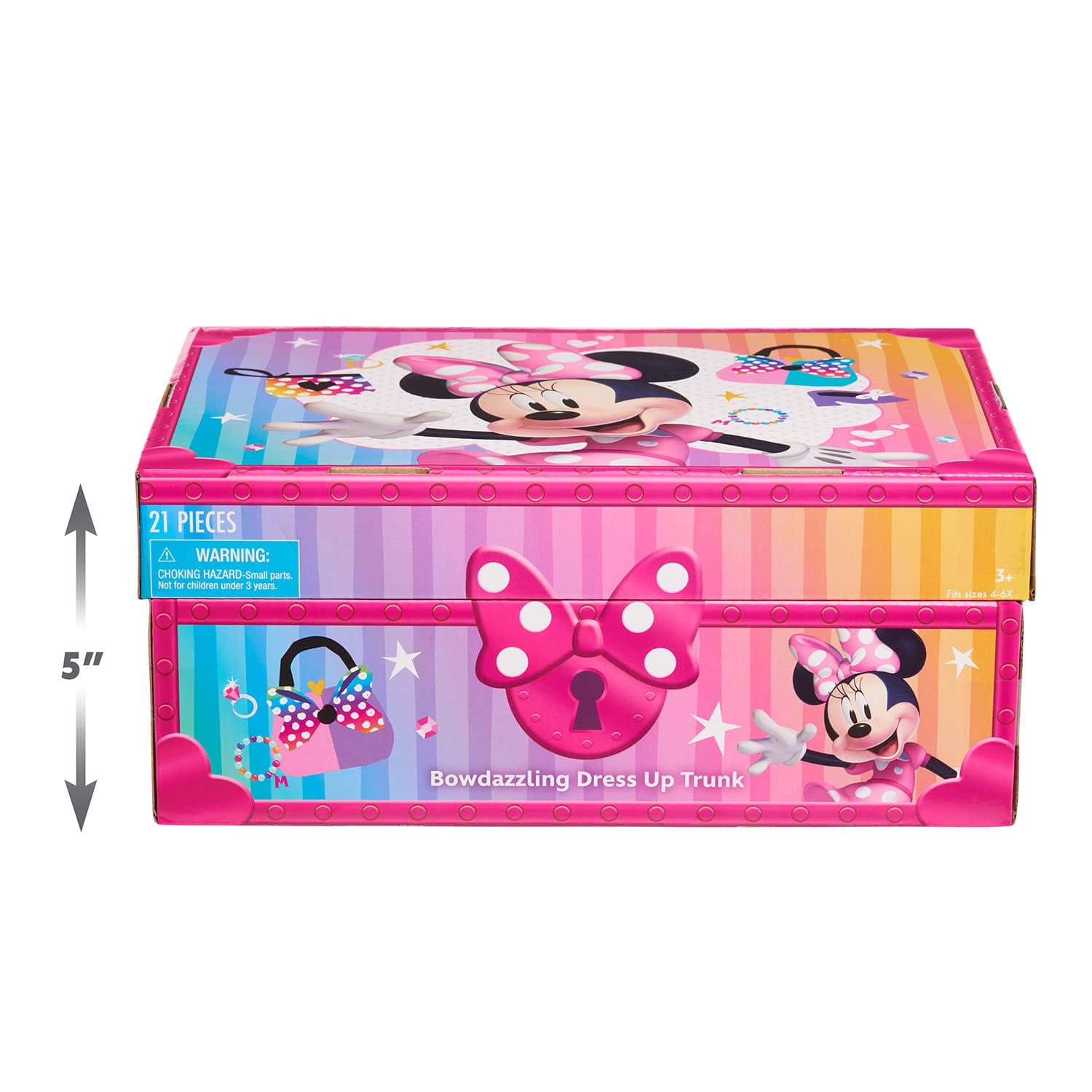 Disney Junior Minnie Mouse Bowdazzling Dress-Up and Pretend Play Trunk, Fits Sizes 4-6X, Kids Toys for Ages 3 Up, Amazon Exclusive by Just Play