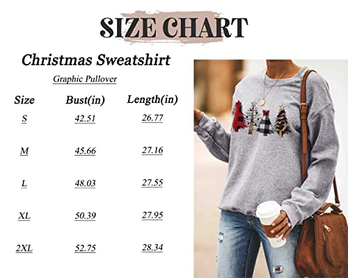 Barlver Women Christmas Outfits Fleece Sweater Holiday Vacation Graphic Sweatshirts Oversized Pullover Tunic Tops Shirts 4088 XL