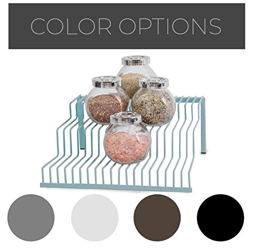Smart Design Heavy Duty 3-Tier Spice Rack Shelf Organizer - Steel Metal Wire - Cupboard, Jars, Can, Cabinet and Pantry Storage Organization - Kitchen 10.25 x 4.25 Inch - Light Blue