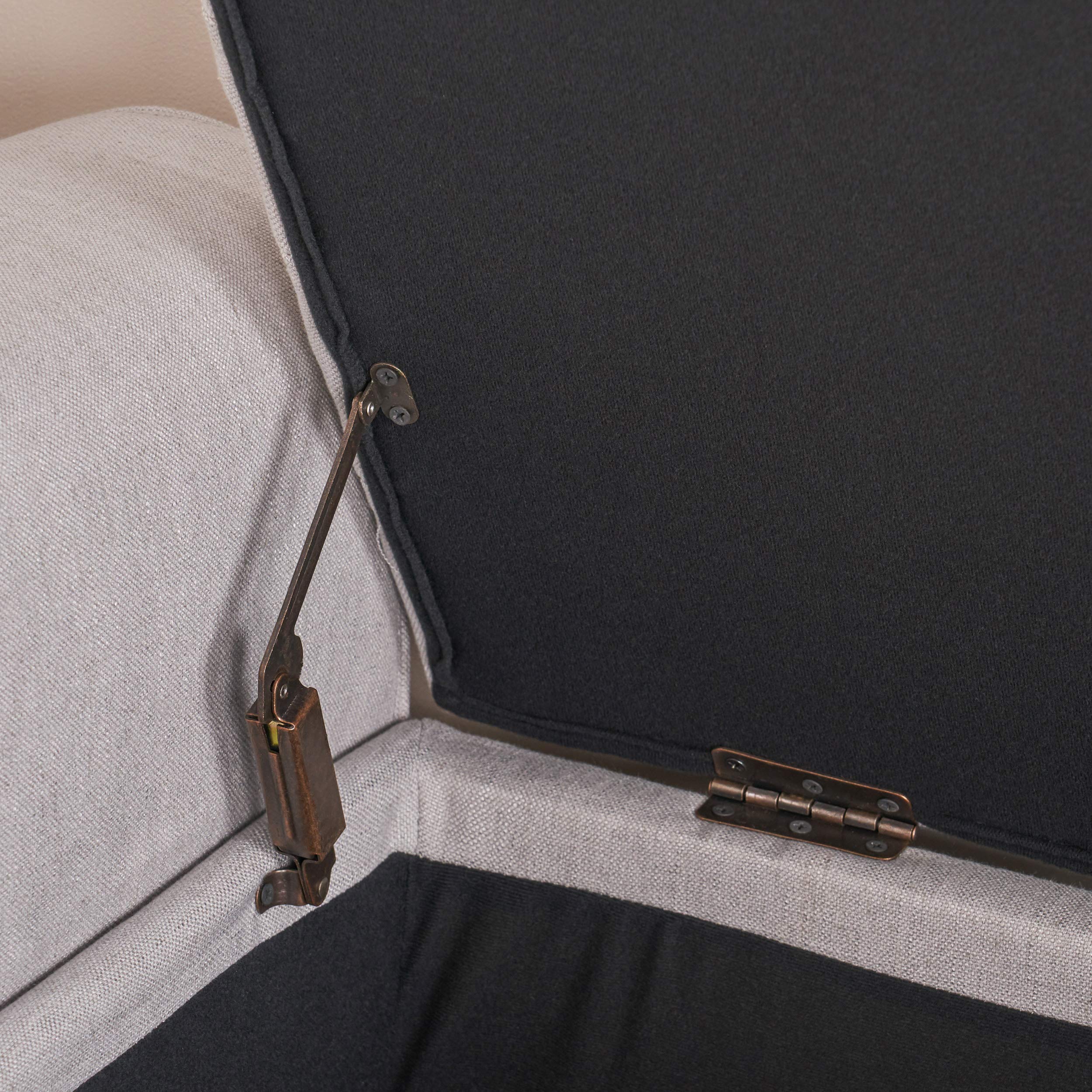 Christopher Knight Home Keiko Fabric Armed Storage Bench, Light Grey