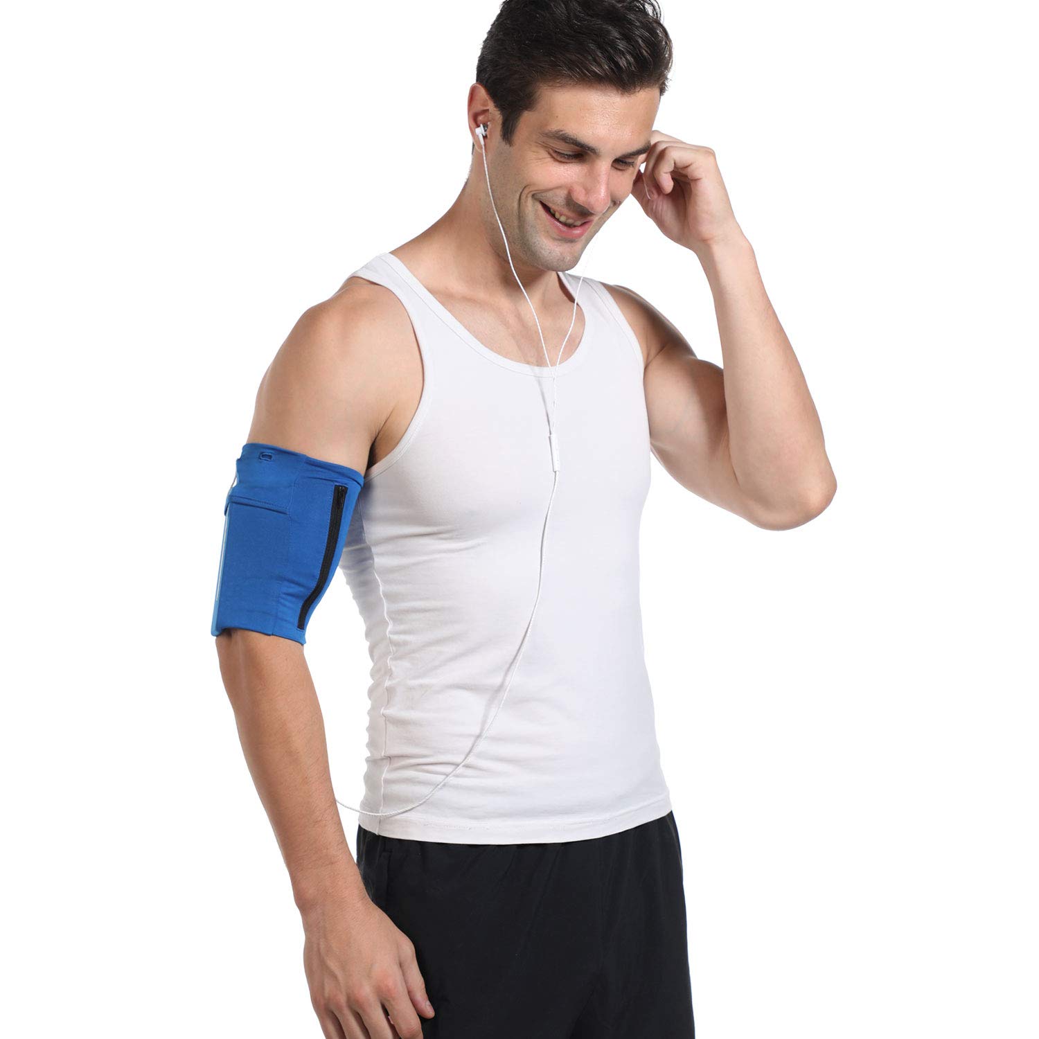 Ailzos Cell Phone Armband Exercise Arm Holder for iPhone 11 Pro/XR/XS/X/8/7/6 Plus iPod Android Galaxy S8 S9 S10 S20 Note 10/9/8, Pixel 2/3XL, Workout Phone Holder for Running, Jogging, Hiking, Blue M