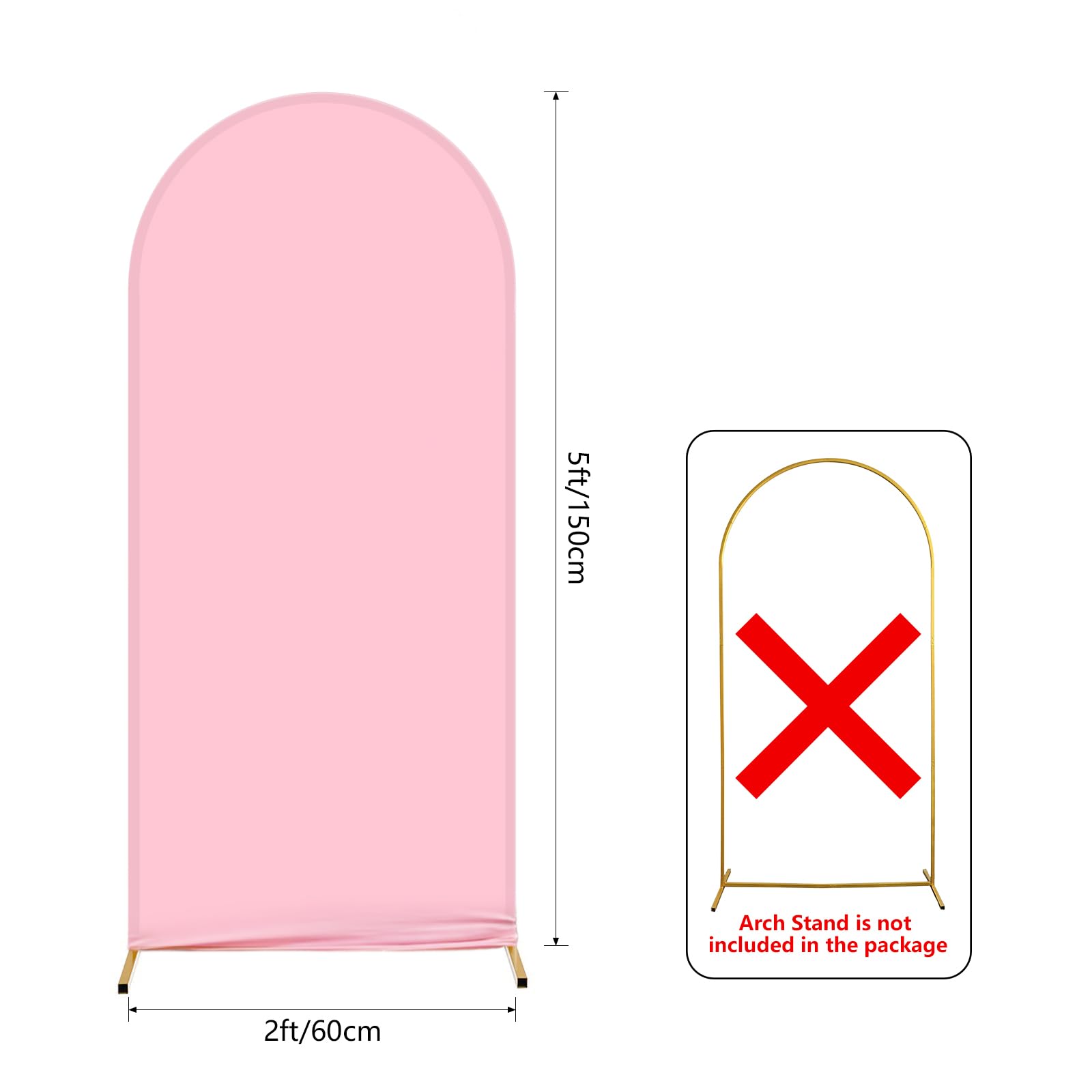 AIBIIN 2x5ft Pink Arch Wall Backdrop Round Top Backdrop Cover Valentine's Day Round Top Arch Frame Cover 2-Sided Fit Backdrop Stand for Wedding Baby Shower Birthday Bridal Shower Events Party Decor