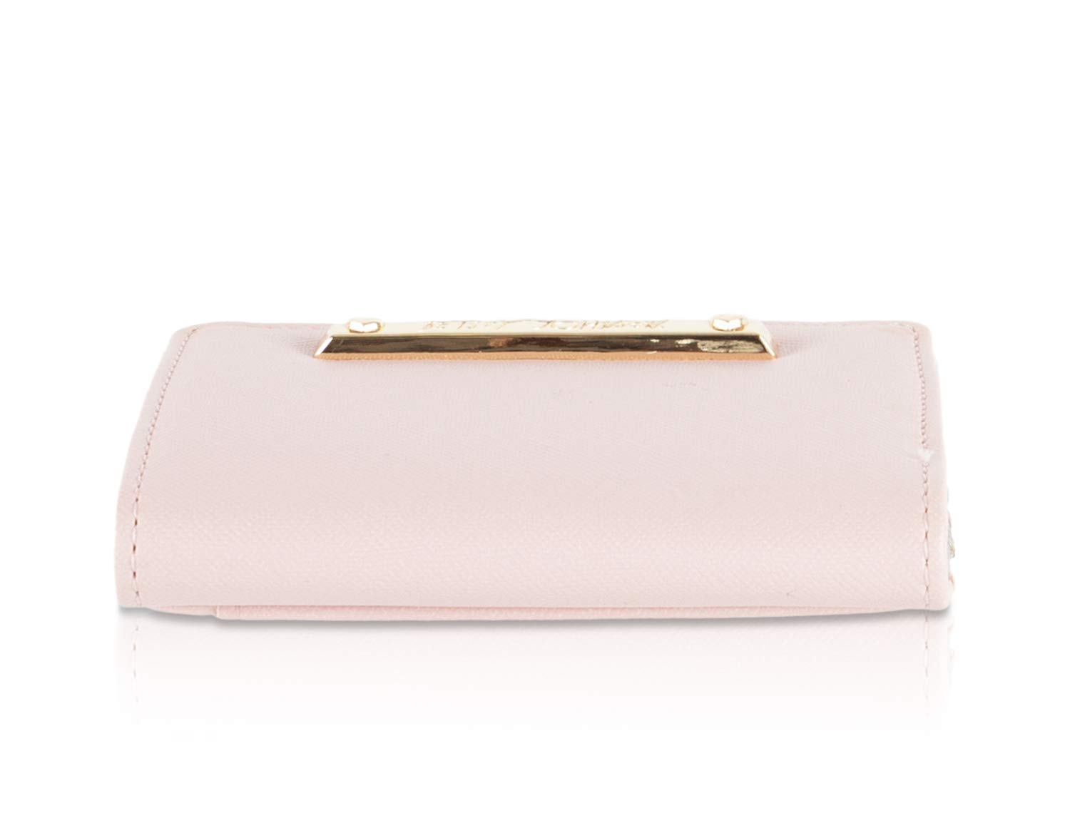 Betsey Johnson New French Foldover Snap Bifold Clutch Wallet Purse - Pink/Grey