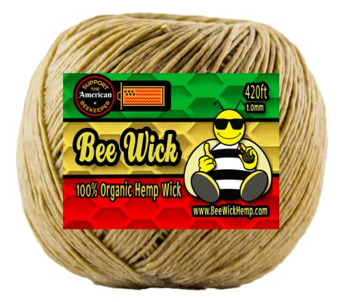 Bee Wick 420ft of 100% Organic Hemp Wick Made with American Beeswax (1.0mm)