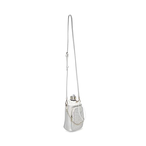 Betsey Johnson Rhinestone Hydration Bag with Water Bottle, Silver