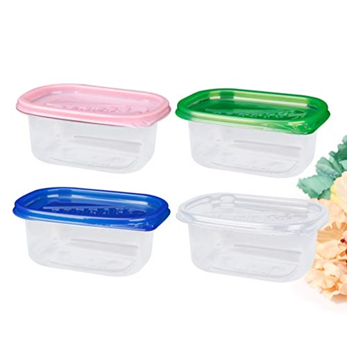 Toyvian 12pcs Food Storage Containers with Lids Rectangular Plastic Lunch Boxes Disposable Food Container Kitchen Sealed Box for Fruit Cake 280ML (Green,Blue,Transparent,Pink)
