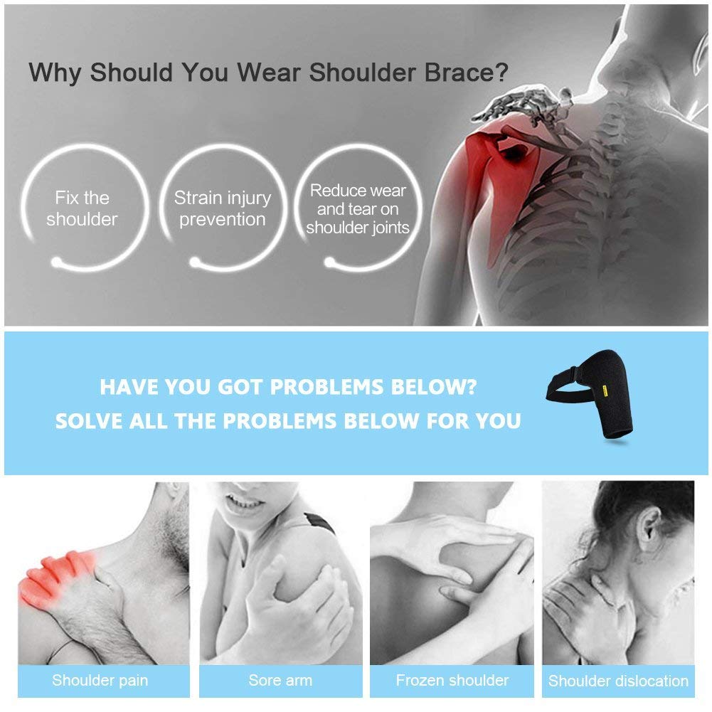 Adjustable Neoprene Shoulder Brace Support for Rotator Cuff Injury Prevention and Recovery,Unisex,Can be Worn on Left or Right Shoulder