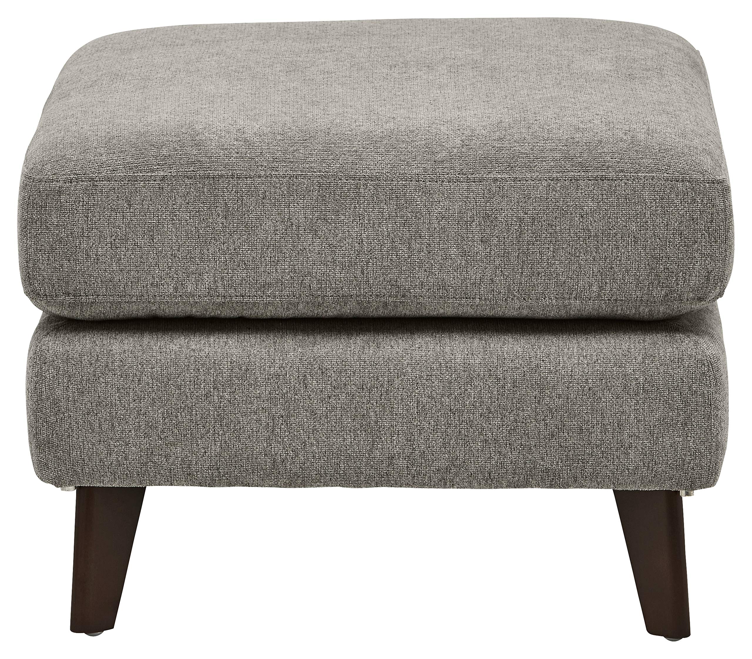 Amazon Brand Rivet Revolve Modern Upholstered Sofa Couch, 80";W, Grey Weave & Sloane Mid-Century Angled Leg Modern Ottoman, 31.9";W, Pebble