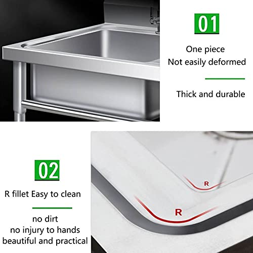 ALEEJA Free Standing Kitchen Sink Stainless Steel Single Bowl Square Drop in Basin Sink with Faucet for Bathroom Restaurant Farmhouse Commercial Prep Workstation