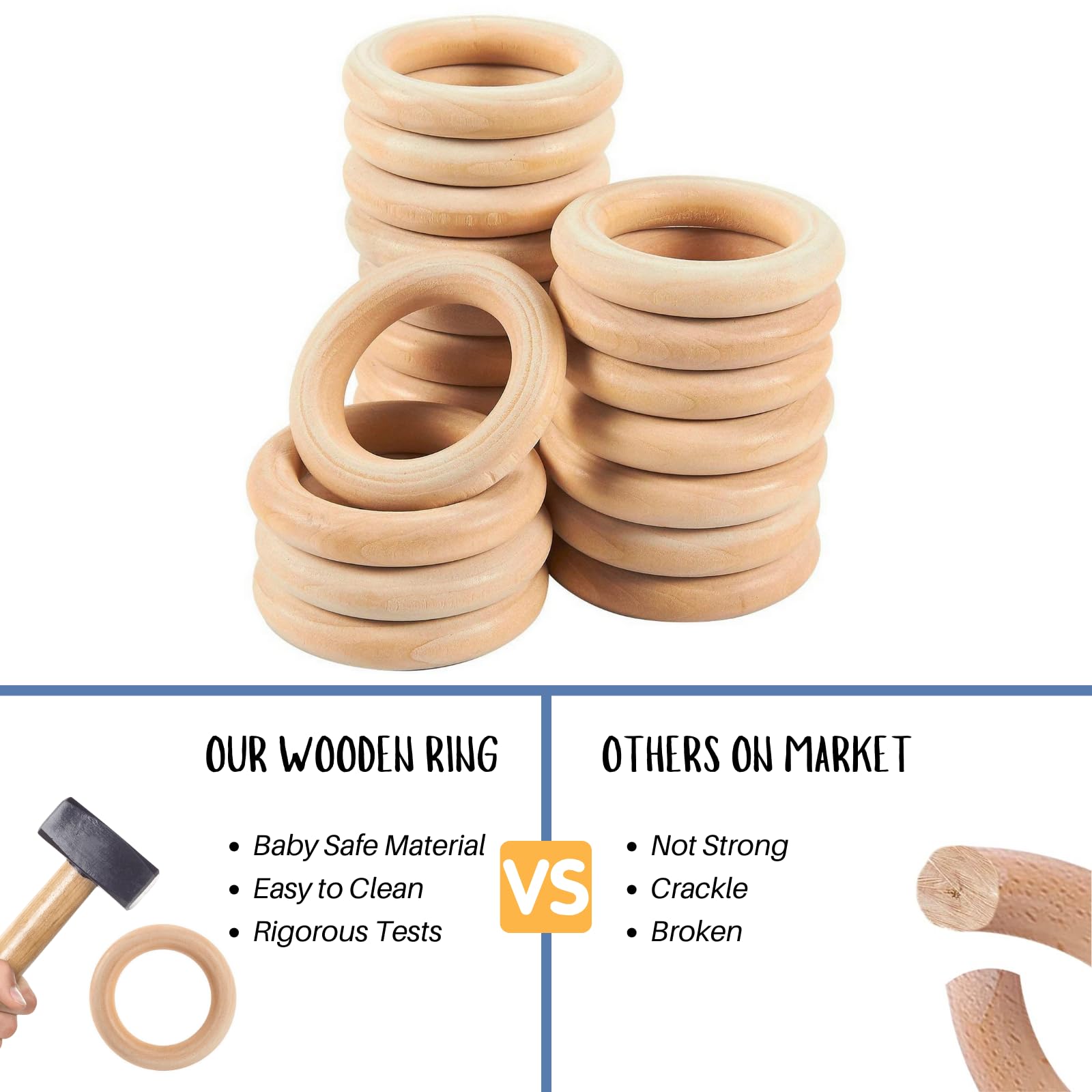 Baby Teething Toys, Silicone Chewable Teethers with Wooden Ring for Soothing Babies Gums, Rudder Chewers Shower Gift for lnfants & Toddlers, 3+ Months (6 Directions, Gray)