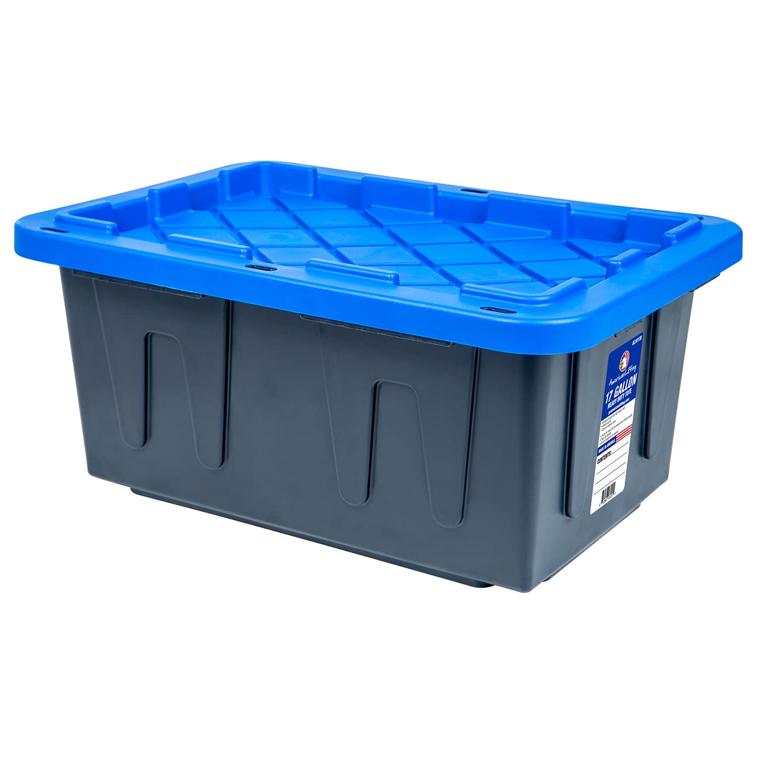 American Lifting 17-Gallon Storage Containers - Tough with Lids Durable Stackable - Keep Your Belongings Safe and Organized - (4 Pack - Blue)