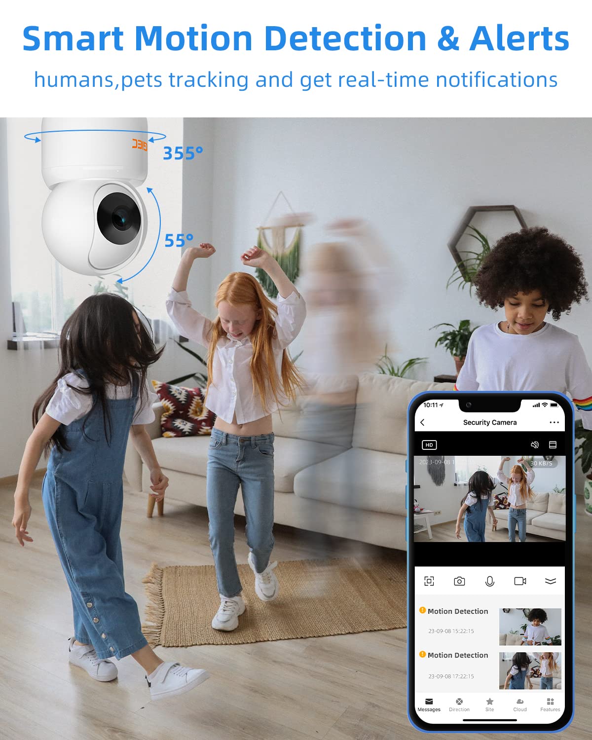 GIEC Indoor Security Camera for Home 2K HD Kids/Pet Camera Pan Tilt Smart WiFi Cameras 360 Degree Dog Cam with Two-Way Audio, Motion Detection,Night Vision,Cloud & SD Card Storage