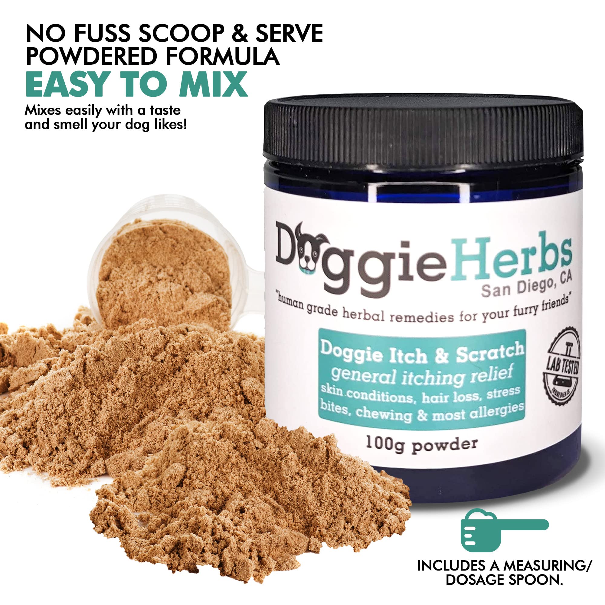 Doggie Itch & Scratch – Dog Itching Relief & Canine Allergy Anti-Itch Relief Supplement by Doggie Herbs 100g
