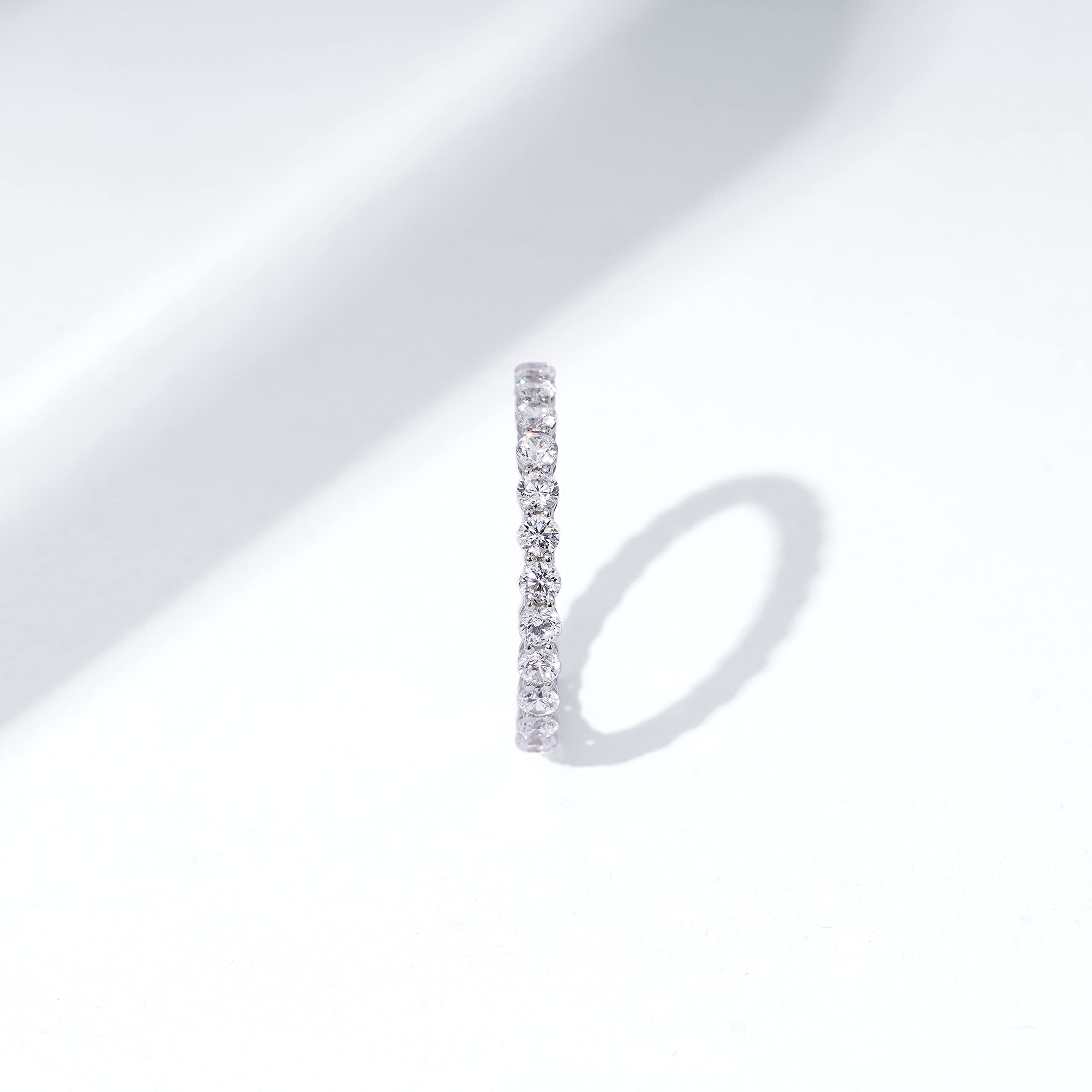 Amazon Essentials Platinum Plated Sterling Silver All-Around Ring set with Round Infinite Elements Cubic Zirconia (1 cttw), Size 5 (previously Amazon Collection)