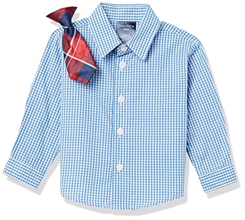 Nautica Baby Boys 4-Piece Suit Set with Dress Shirt, Jacket, Pants, and Tie, Navy/Khaki, 18 Months