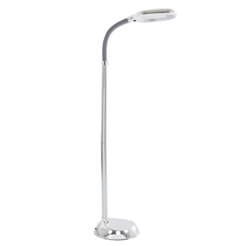 Adjustable Floor Lamp ā Full Spectrum Natural Sunlight Lamp with Bendable Neck - Reading, Crafts, Esthetician Floor Light by Lavish Home (Chrome)