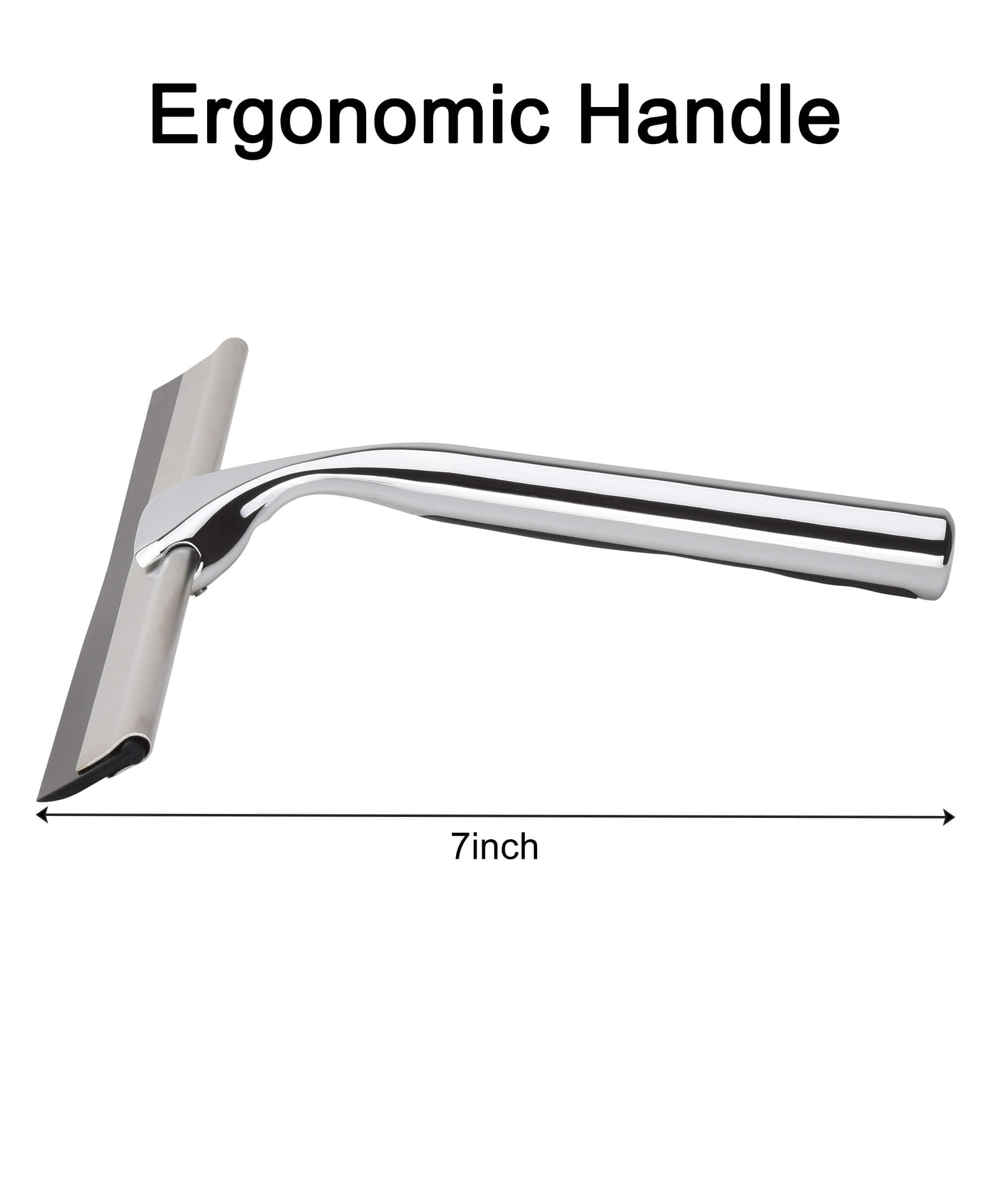 Adjaso All Purpose Stainless Steel Squeegee for Glass Shower Doors, Car Window, Home Mirrors, Bathroom Cleaner Wiper