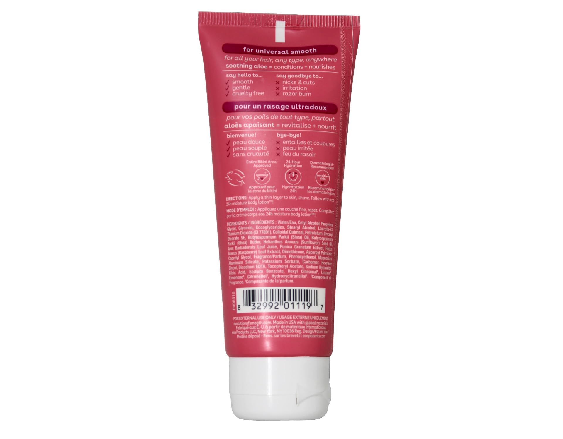 EOS Shea Better 24-Hour Moisture Non-Foaming Travel Size Shave Cream, Pomegranate Raspberry, Works Wet and Dry, Sensitive Skin, Natural Shea, 2.5 oz (Pack of 2)