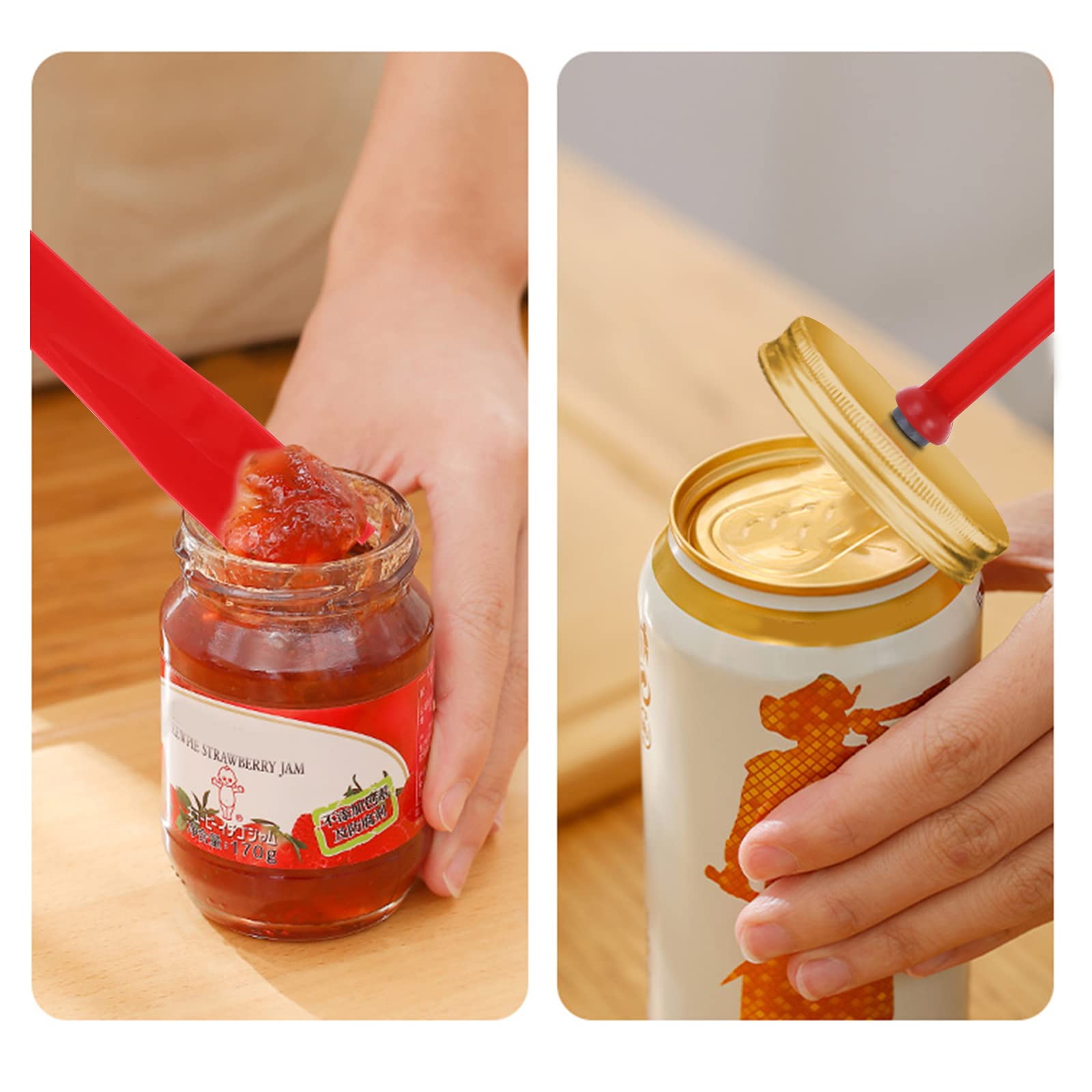 ASTER 4 Pieces Canning Kit-2 Pieces Canning Magnetic Lid Lifter Canning Lid Lifter (7 Inch) 2 Pieces Canning Bubble Popper Remover Canning Lid Magnet Tools(Red)