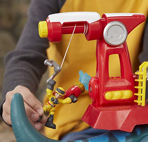 Chomp Squad Playskool Blazeasaurus and Sparks McKenzie, 20-Inch Brachiosaurus Dinosaur Firefighter Toy and Action Figure for Kids 3 and Up