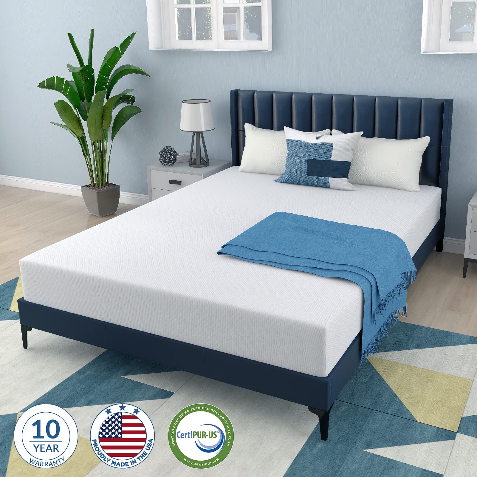 MLILY King Mattress, 12 Inch Memory Foam Mattress, Green Tea King Size Mattress in A Box, Medium Firm Mattress King for Pressure Relieving, CertiPUR-US Certified