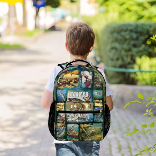 Bass Fishing Backpack School Bag Travel Daypack Rucksack for Students Gifts