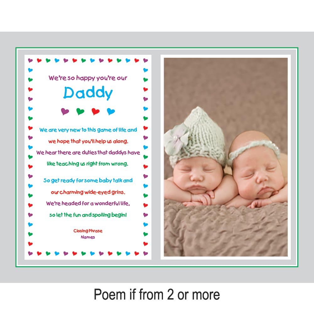 Daddy Gift from Newborn, New Dad Sweet Poem for His Birthday or Father's Day from Son, Daughter or Twins, 8x10 Inch Print Personalized with Name and Photo