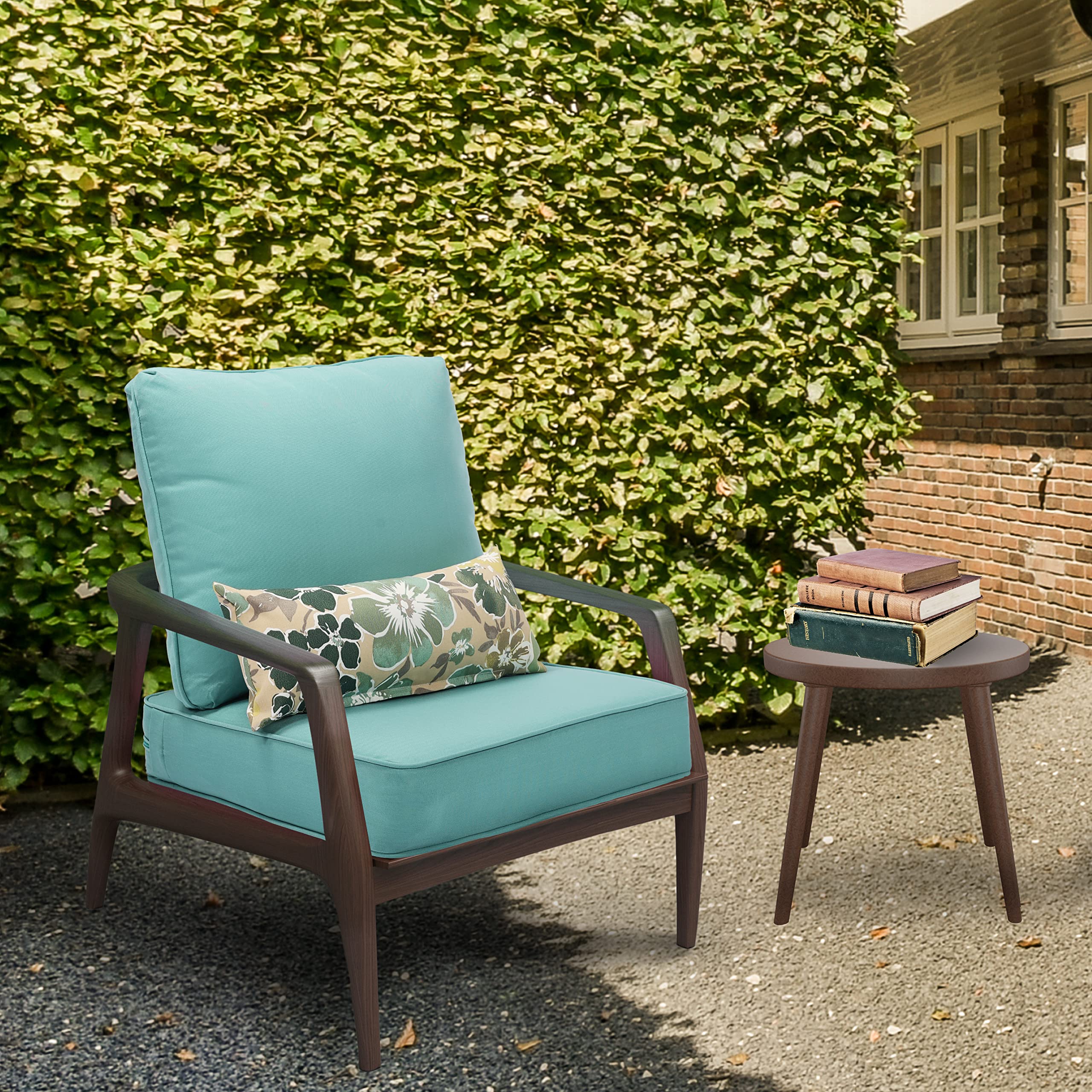 Aoodor 22'' x 24'' Outdoor Deep Seat Chair Cushion Set,Olefin Fabric Slipcover and Sponge Foam- Teal (Set of 2 Seats, 2 Backs, 2 Pillows