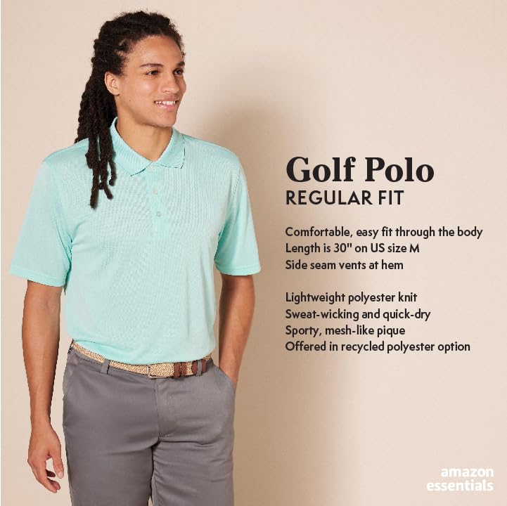 Amazon Essentials Men's Regular-Fit Quick-Dry Golf Polo Shirt - Discontinued Colors, Black, Medium
