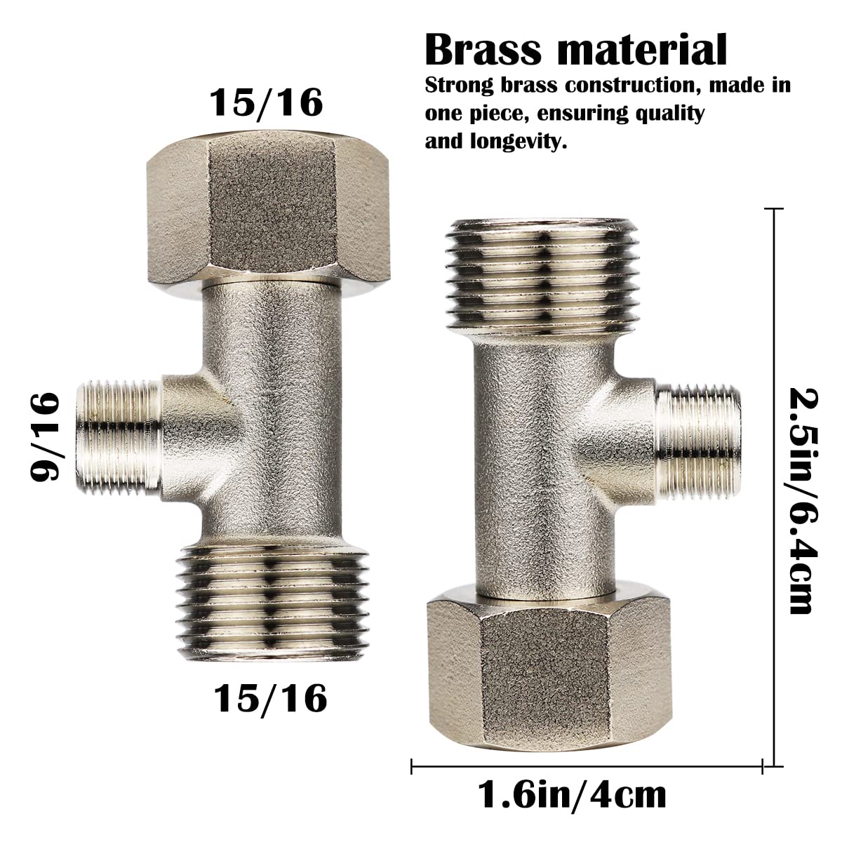FERCAISH 7/8 T Adapter Brass Adaptor, 3 Way Tee Connector Valve for Plumbing Splitter Toilet Handheld Bidet Sprayer Faucet,Three Way Connector Diverter Valve
