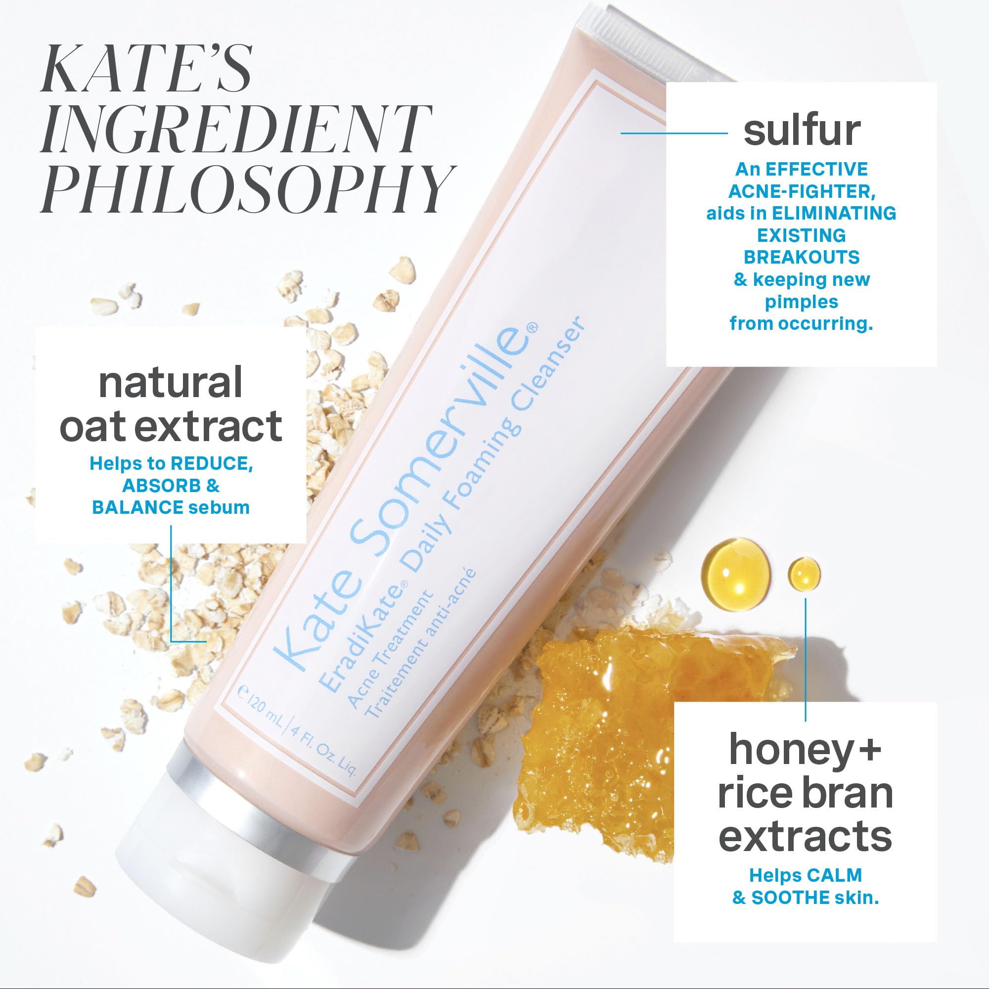 EradiKate 3% Sulfur Daily Foaming Cleanser Acne Treatment β Clinically Formulated Medicated Face Wash Balances Skin and Cleans Pores, 4 Fl Oz