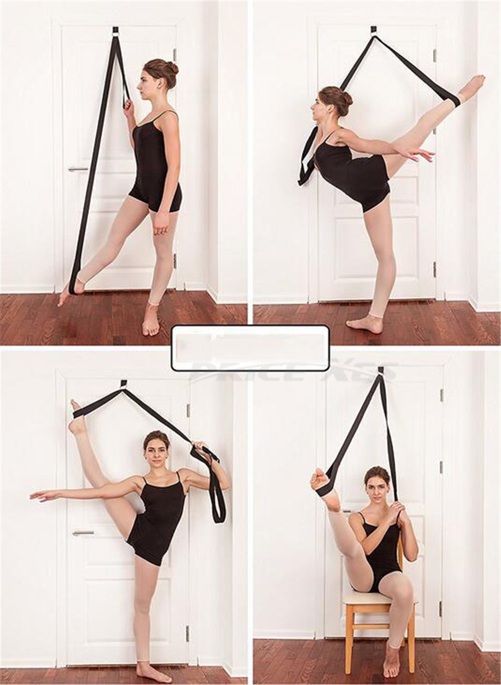 Adjustable Leg Stretcher Lengthen Ballet Stretch Band - Easy Install on Door Flexibility Stretching Leg Strap Great Cheer Dance Gymnastics Trainer stretching equipment taekwondo Training (rose)