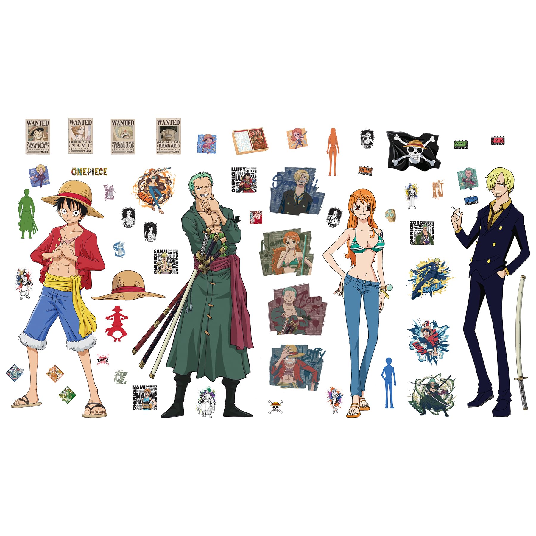 RoomMates RMK5438SCS One Piece Straw Hat Crew Wall Decal, Brown