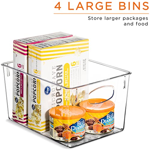 Sorbus Storage Bins Clear Plastic Organizer Container Holders with Handles β Versatile for Kitchen, Refrigerator, Cleaning Supplies, Cabinet, Food Pantry, Bathroom Organization (Set of 10, Clear)