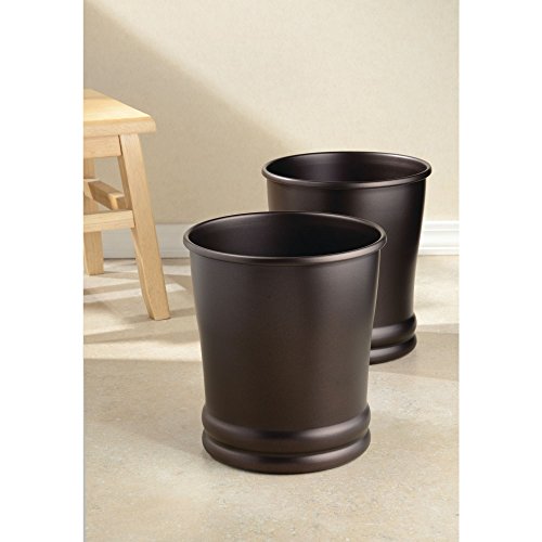 iDesign 26581M2 Olivia Metal Wastebasket, Trash Can for Bathroom, Bedroom, Kitchen, Home Office, Dorm, College, 9" x 9" x 10", Set of 2 - Bronze