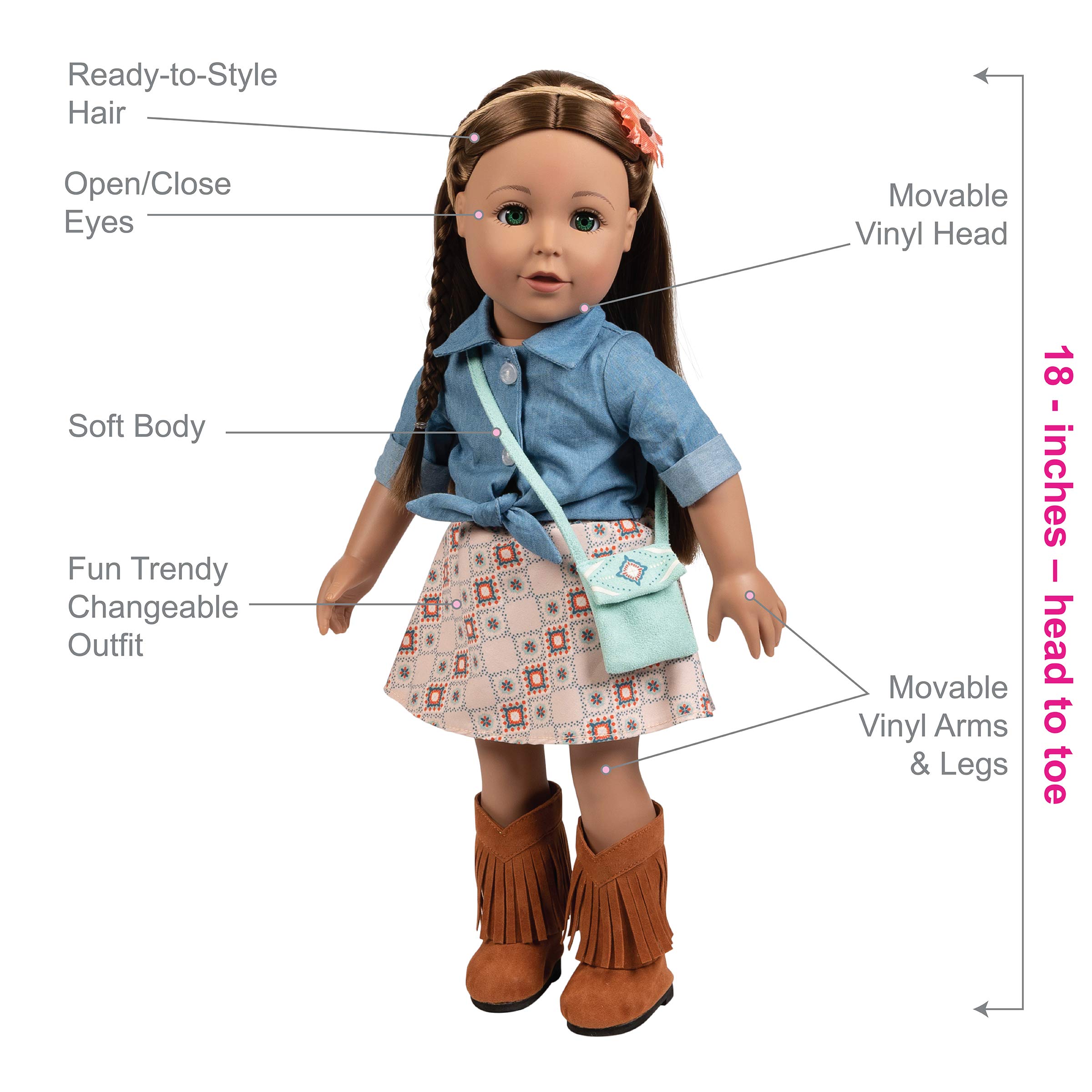 Adora Amazon Exclusive Amazing Girls Collection, 18” Realistic Doll with Changeable Outfit and Movable Soft Body, Birthday Gift for Kids and Toddlers Ages 6+ - Ice Skating Ava