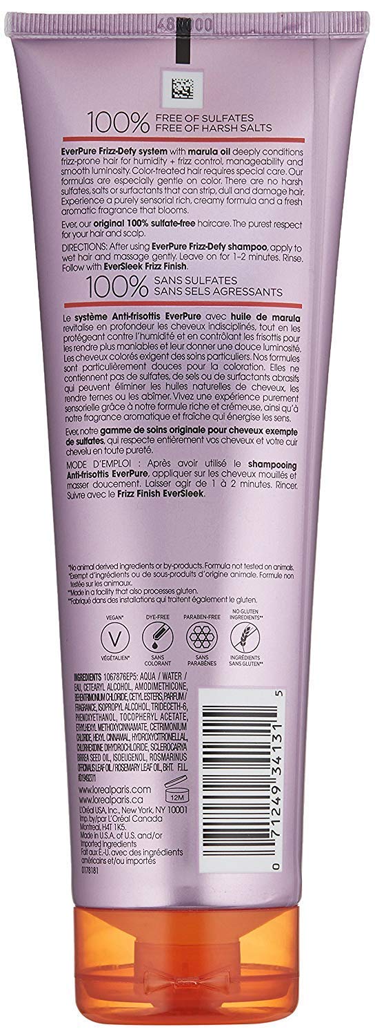 L'Oreal Ever Pure Frizz-Defy Marula Oil Conditioner, 8.5 Fl Oz (Pack of 2)