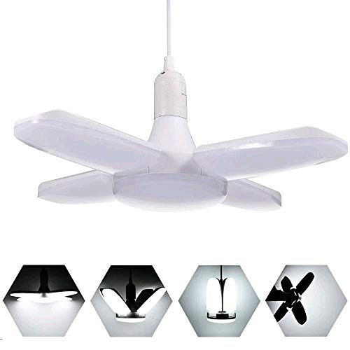 60W LED Garage Lights, 6000 Lumens Adjustable Leaf Light Garage Ceiling Light, CRI 80,Daylight White 6000k LED Garage Ceiling Light, high Bay Light for Garage, Barn, Workshop, Warehouse
