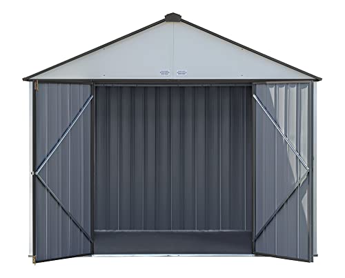 Arrow 10' x 8' EZEE Shed Cream with Charcoal Trim Extra High Gable Steel Storage Shed