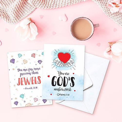 Scripture Cards - Set of 48 Boxed Bible Verse Blank Note Cards with Envelopes - Christian Greeting Cards/Inspirational Prayer Cards, 6 Designs. Christian Stationary with Bible Verses