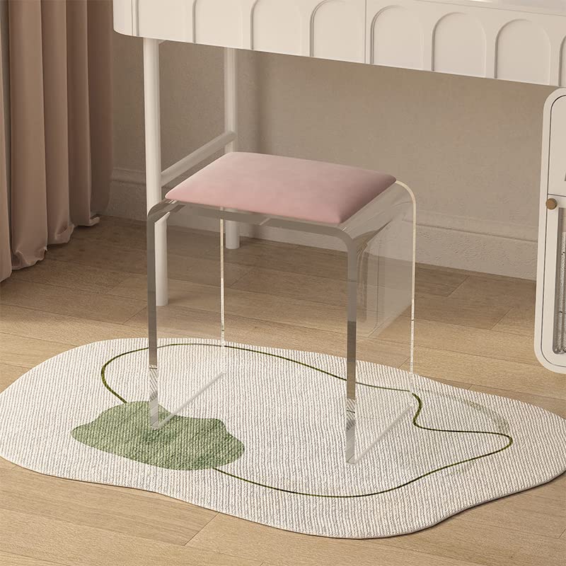 WAHFAY Acrylic End Table, Modern Lucite Side Table with Waterfall Edges, Contemporary Square Nightstand and Stool for Living Room and Bedroom, Clear
