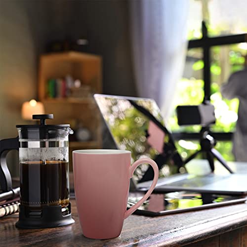 amhomel Porcelain Tea Mug with Infuser and Lid, 16 Ounce Ceramic Tea Cup for Loose Leaf, Coffee, Cocoa and Milk, Tea Gift for Tea Lovers, Set of 2(Pink and White)